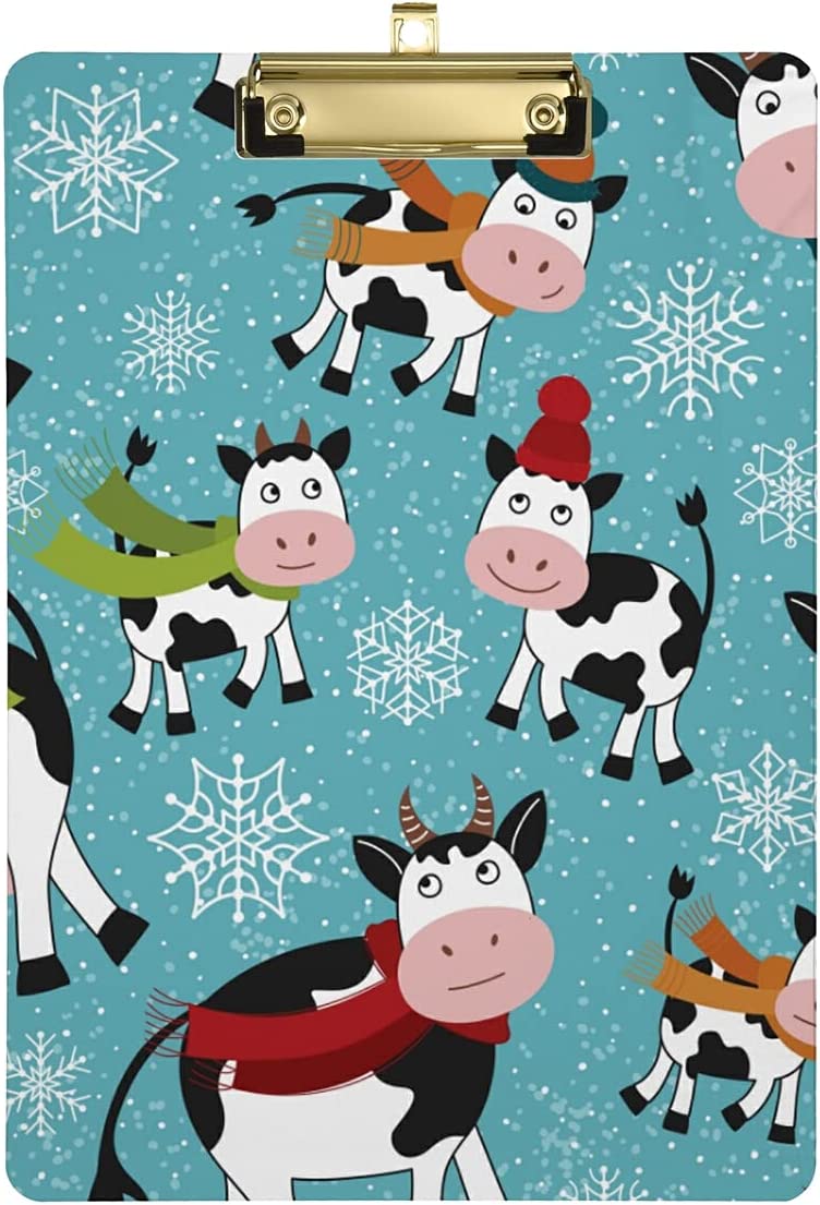ZHANZZK Snowflakes Cows Clipboard Hardboard Wood Nursing Clip Board and ...