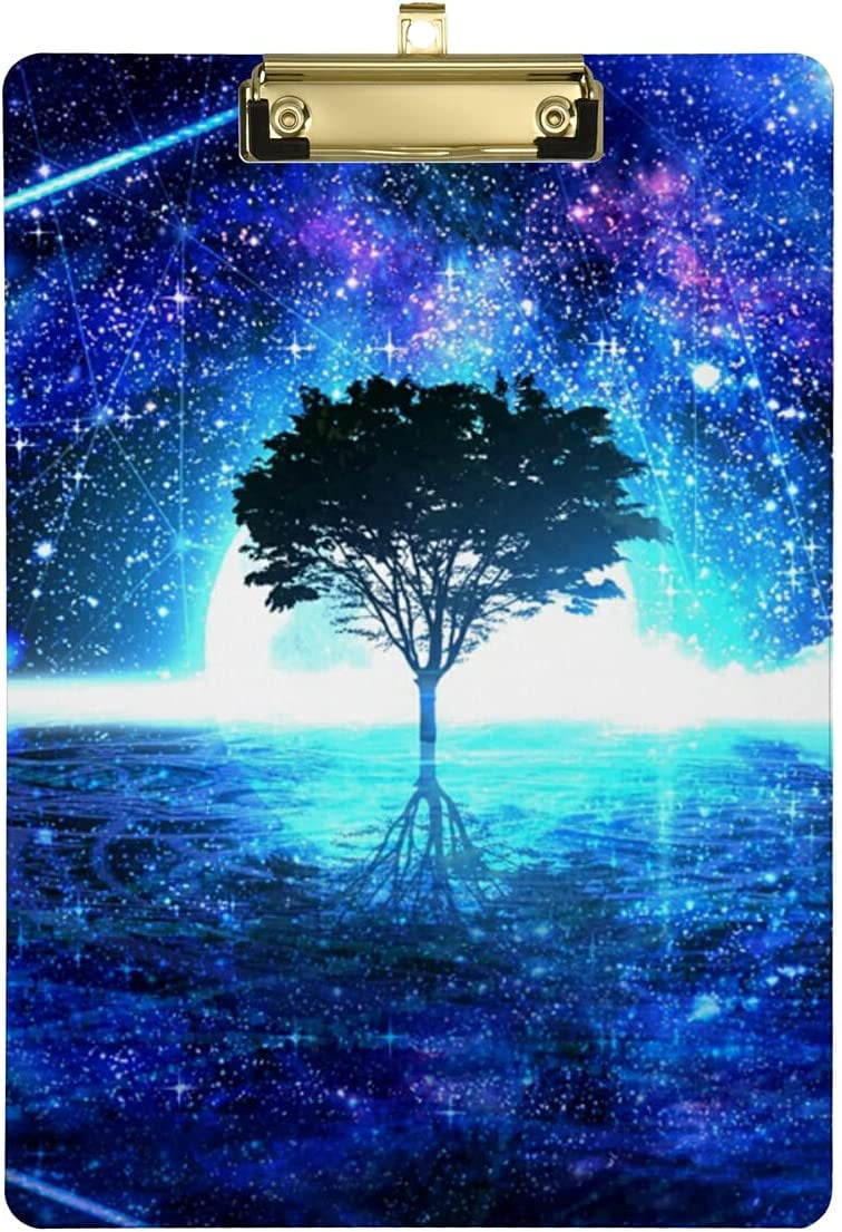 ZHANZZK Starry Sky Tree Clipboard Hardboard Wood Nursing Clip Board and ...