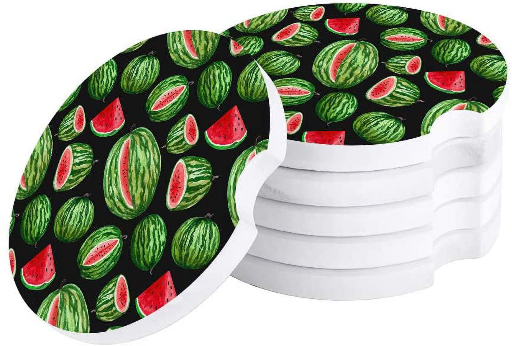 ZHANZZK Summer Fruit Watermelon Black Set of 4 Car Coaster for Drinks ...