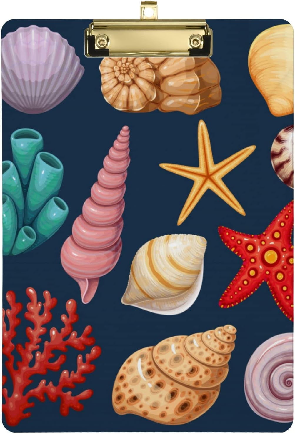 ZHANZZK Summer Starfish Shells Clipboard Hardboard Wood Nursing Clip Board and Pull for Standard ...