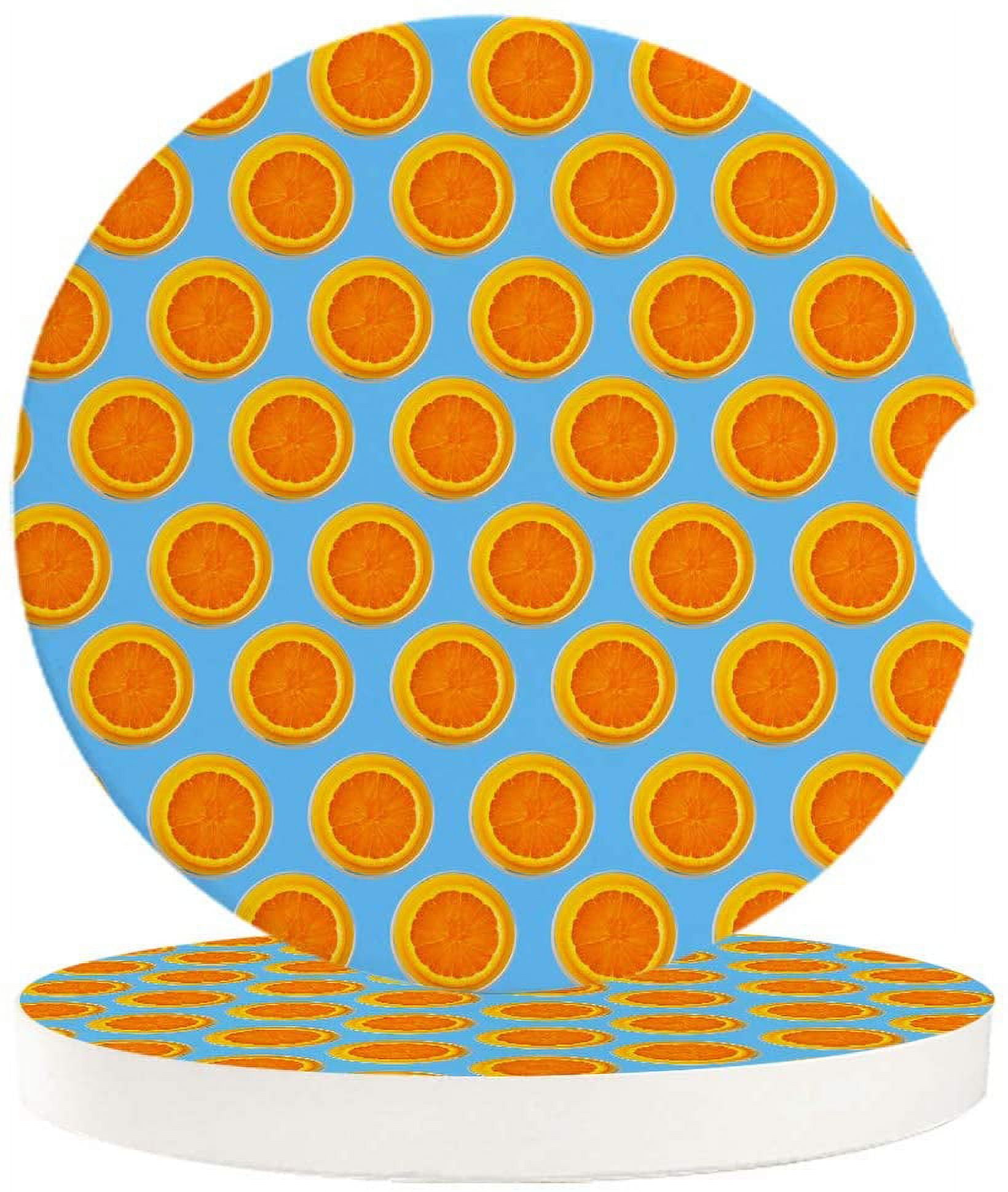 ZHANZZK Summer Theme Simple Orange Blue Set of 6 Car Coaster for Drinks ...