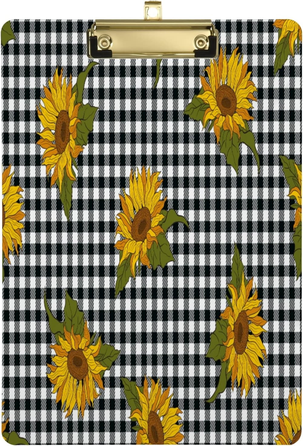 ZHANZZK Sunflowers Black Buffalo Check Plaid Clipboard Hardboard Wood ...