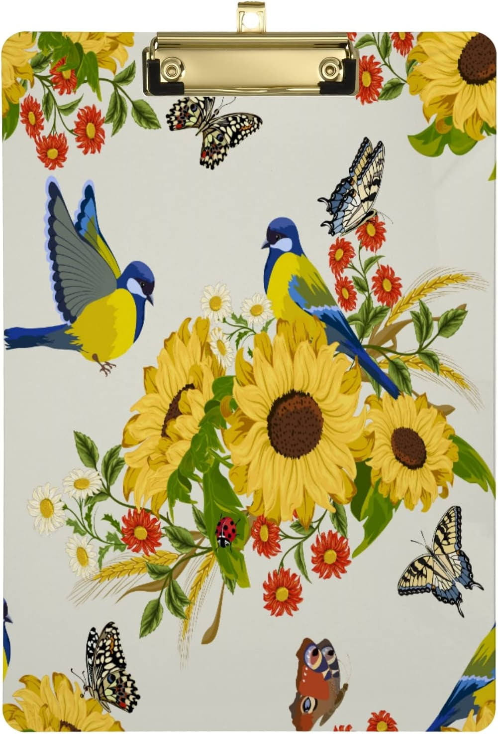 ZHANZZK SunflowersBirds Clipboard Hardboard Wood Nursing Clip Board and ...