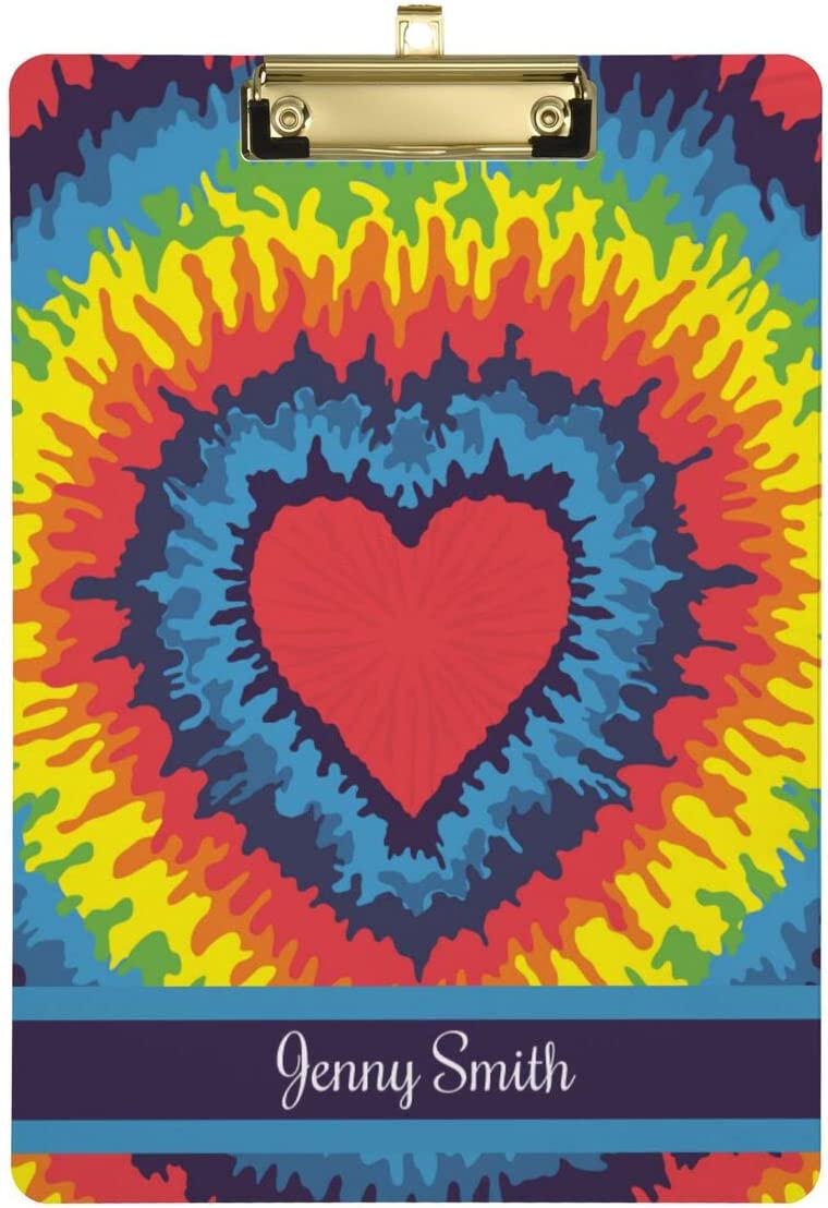 ZHANZZK Tie Dye Heart Clipboard Hardboard Wood Nursing Clip Board and ...