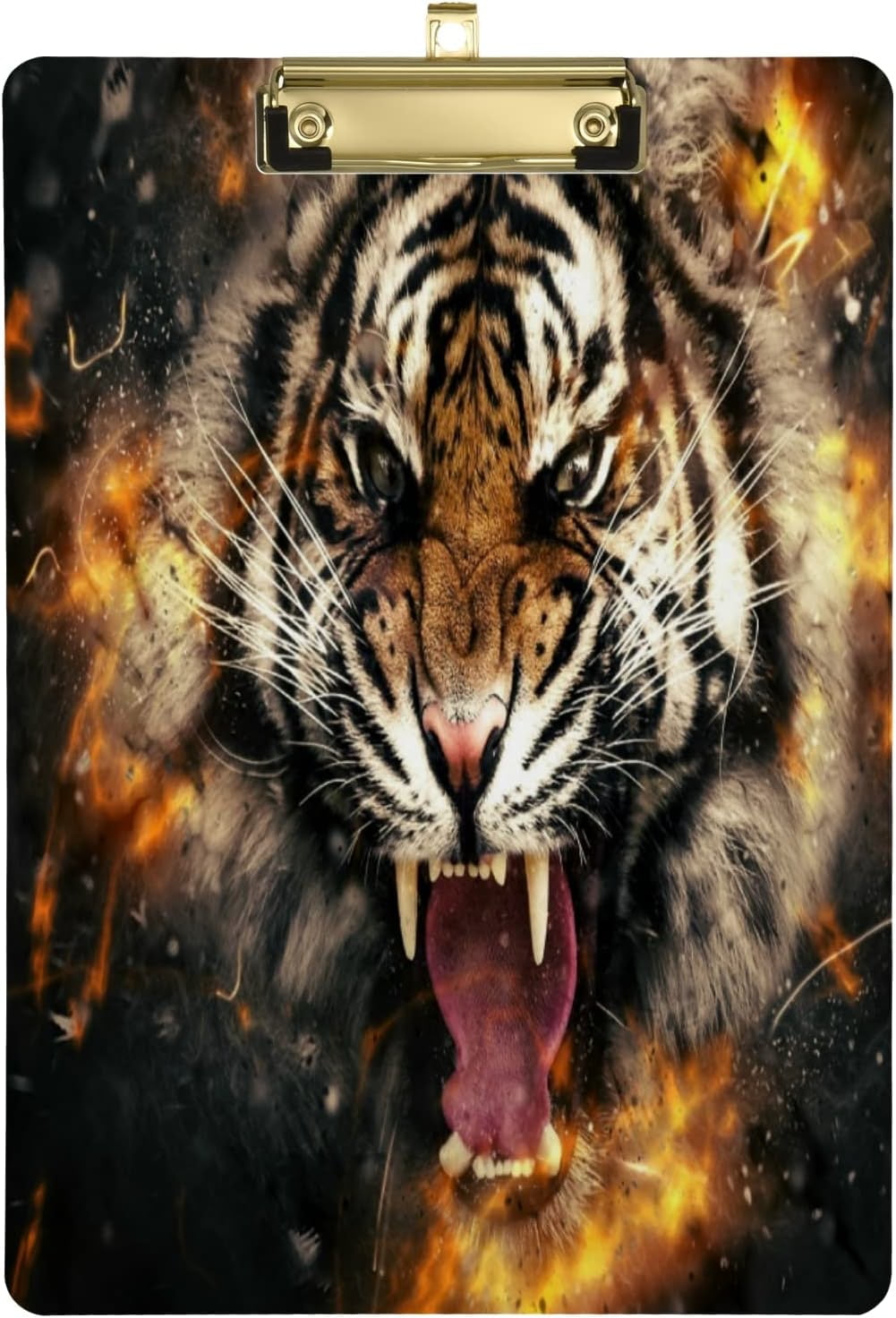 ZHANZZK Tiger Fire Clipboard Hardboard Wood Nursing Clip Board and Pull ...