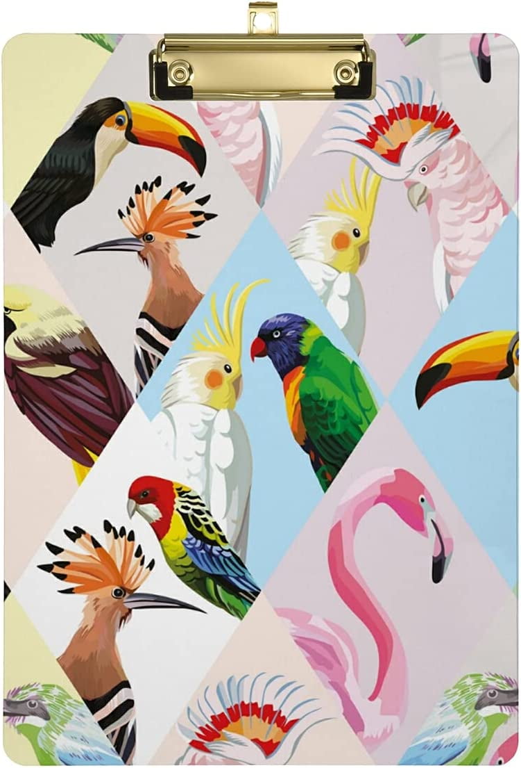 ZHANZZK Tropical Birds Clipboard Hardboard Wood Nursing Clip Board and ...