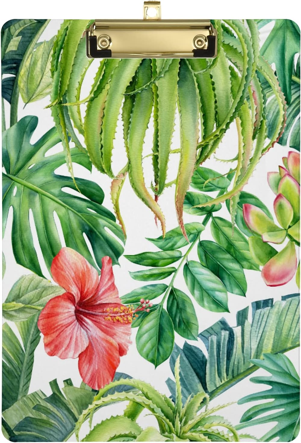 ZHANZZK Tropical Palm Leaf Green Leaves Red Flower Clipboard Hardboard ...