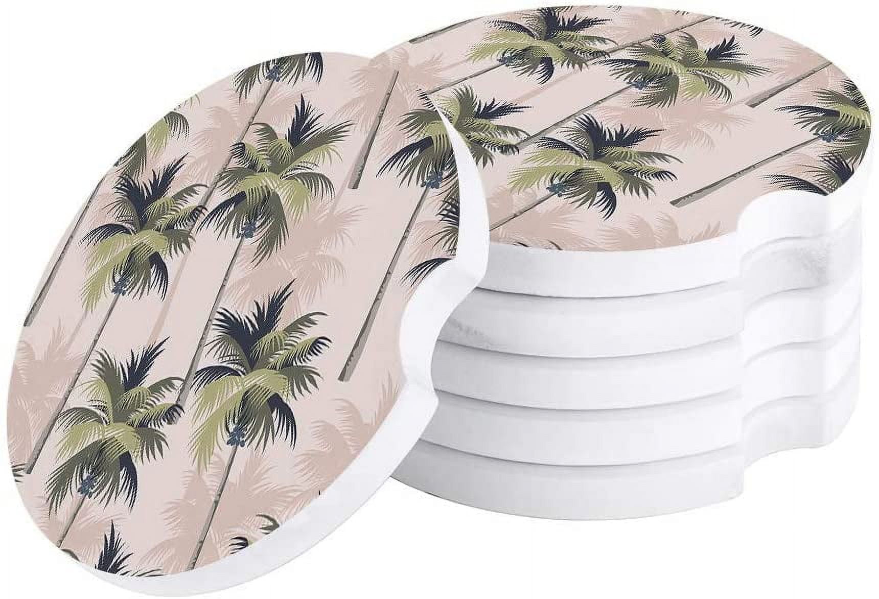 ZHANZZK Tropical Plant Coconut Tree Set of 4 Car Coaster for Drinks ...