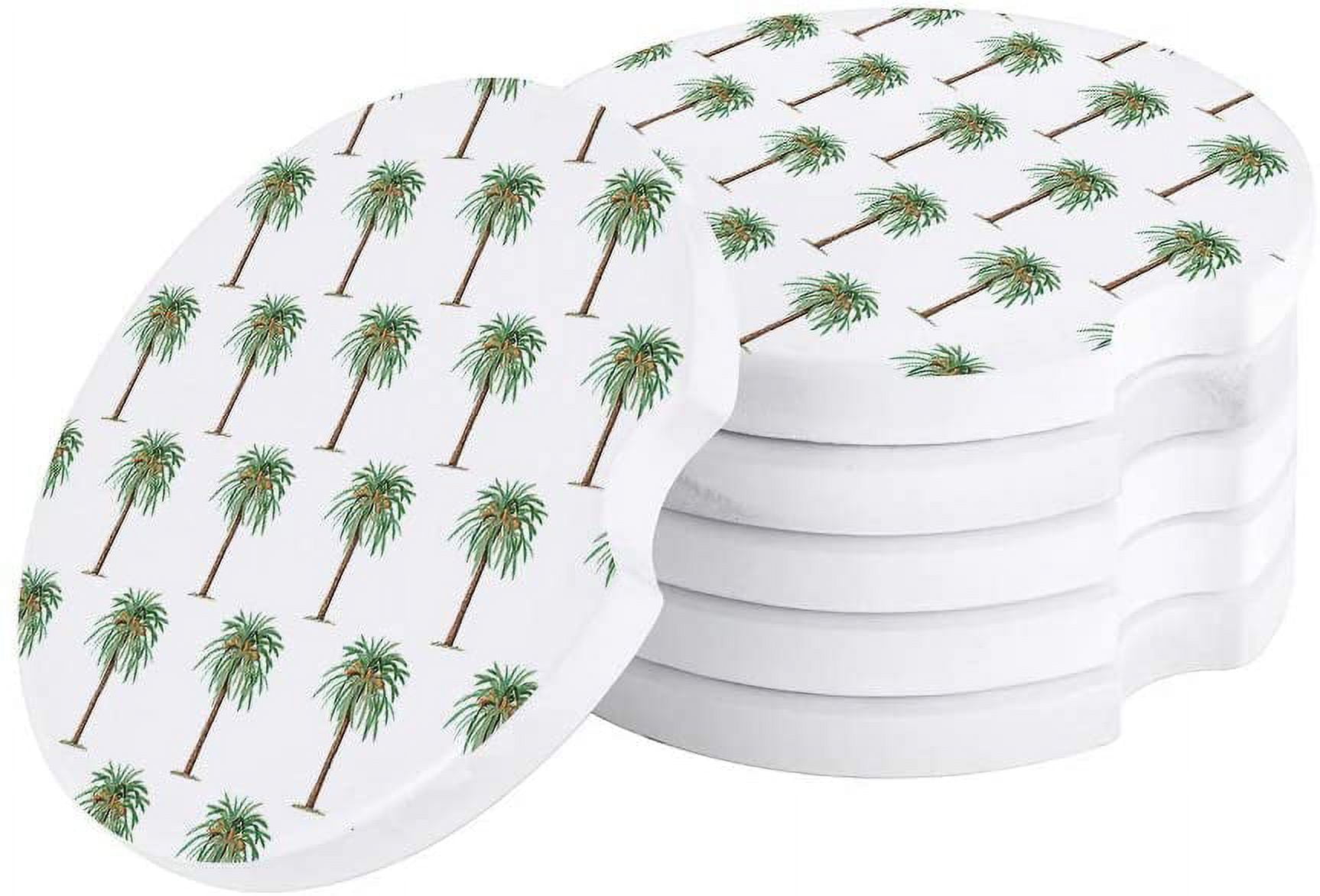 ZHANZZK Tropical Plant Palm Tree Coconut Tree Set of 2 Car Coaster for ...