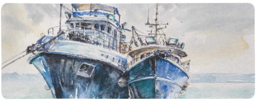 ZHANZZK Two Fishing Boats Anchored in Harbor Extra Extended Large ...