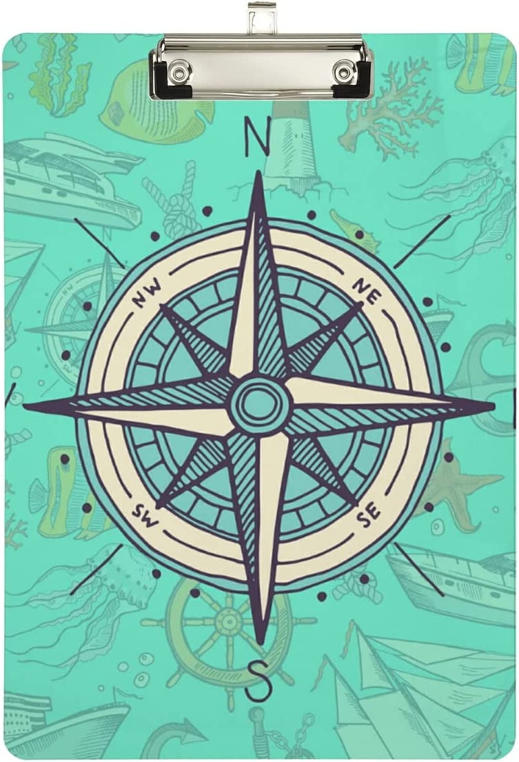 ZHANZZK Vintage Compass Navigation Clipboard Hardboard Wood Nursing ...