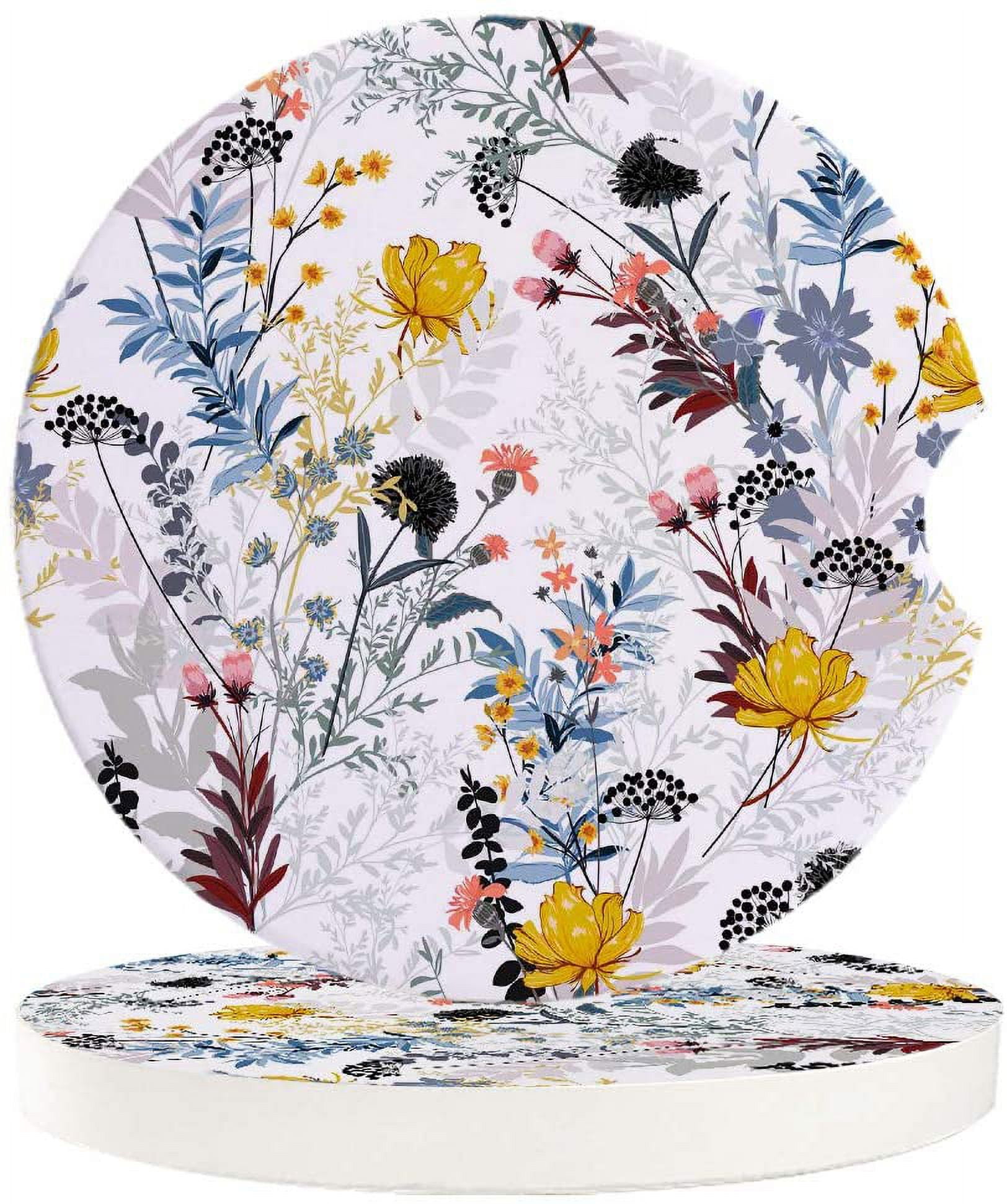 ZHANZZK Vintage Garden Plants Flowers Natural Theme Set of 6 Car ...