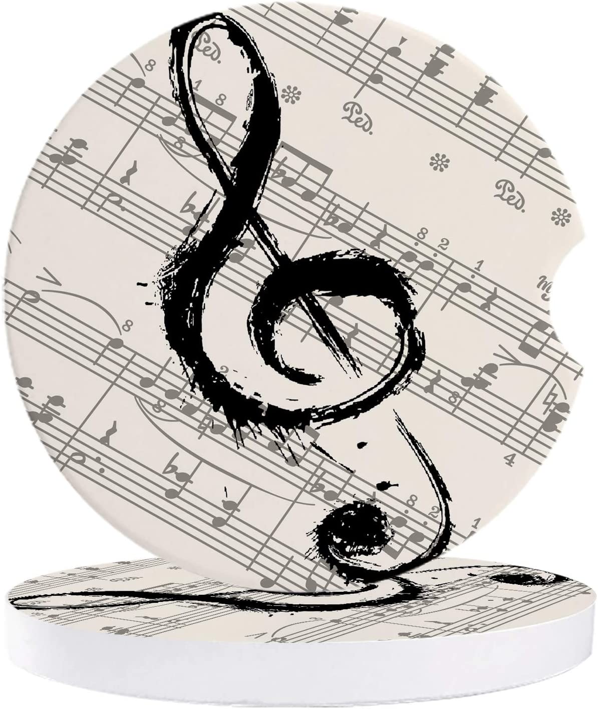 ZHANZZK Vintage Musical Notes Sheet Music Set of 6 Car Coaster for ...