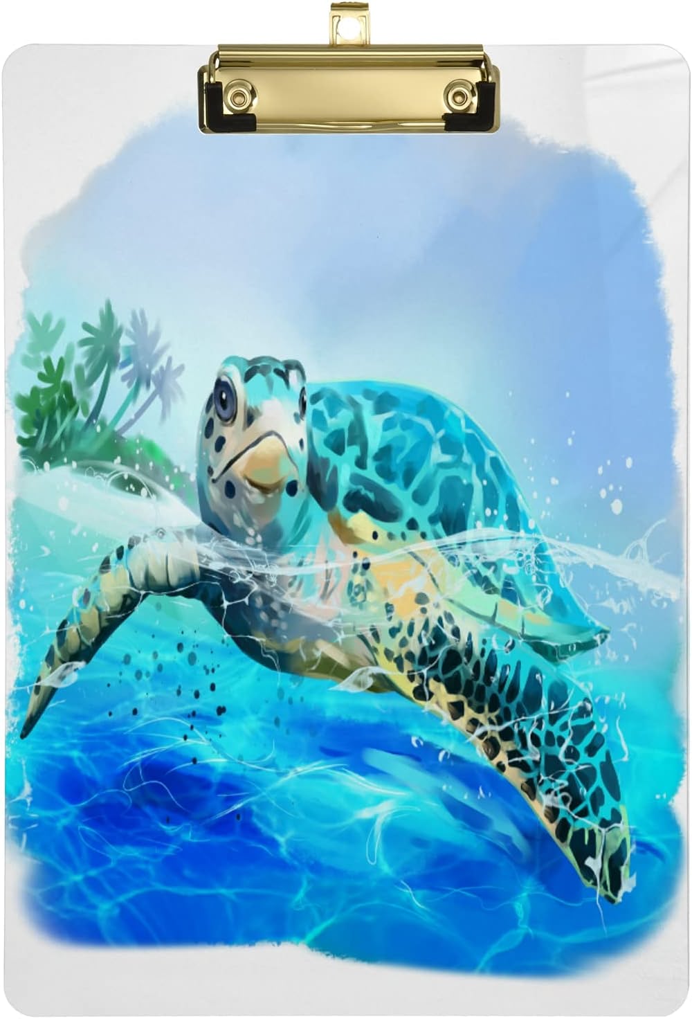 ZHANZZK Watercolor Floating Sea Turtle Clipboard Hardboard Wood Nursing ...