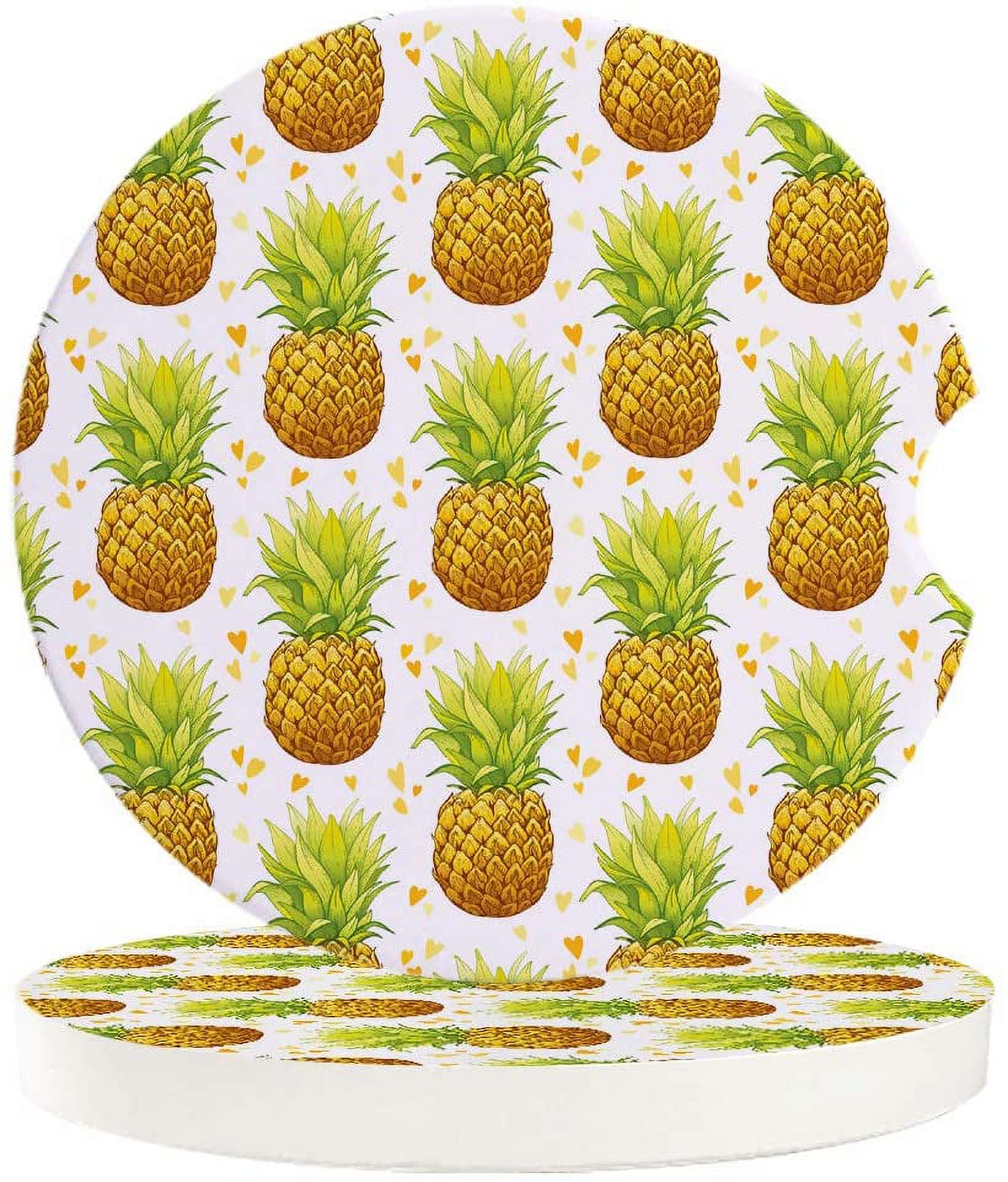 ZHANZZK Watercolor Pineapple Hand Drawn Set of 6 Car Coaster for Drinks ...