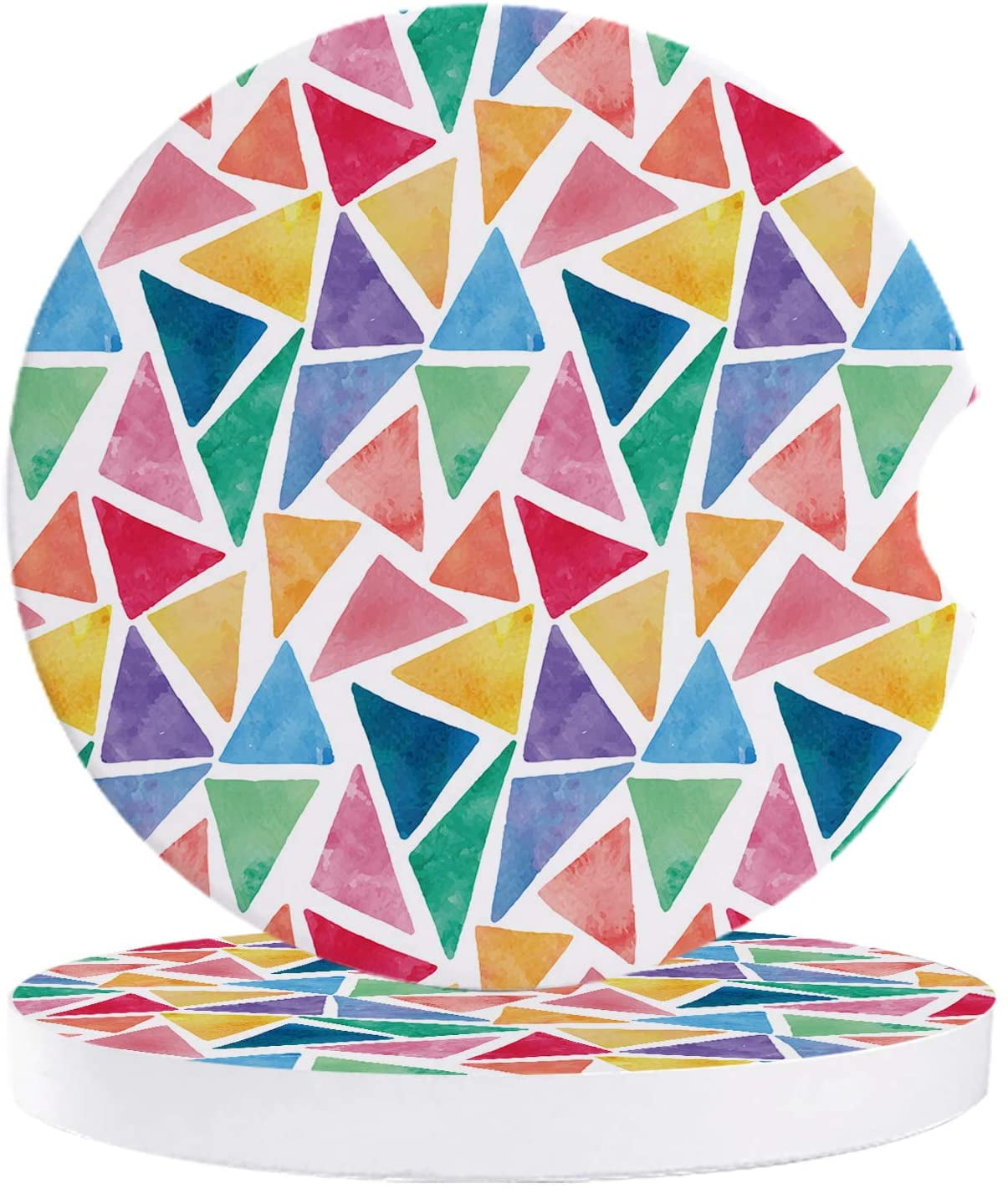 ZHANZZK Watercolor Triangle Geometry Pattern Set of 6 Car Coaster for ...
