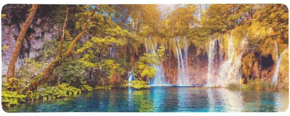ZHANZZK Waterfall with Turquoise Water and Sunny Beams Vivid Scene ...