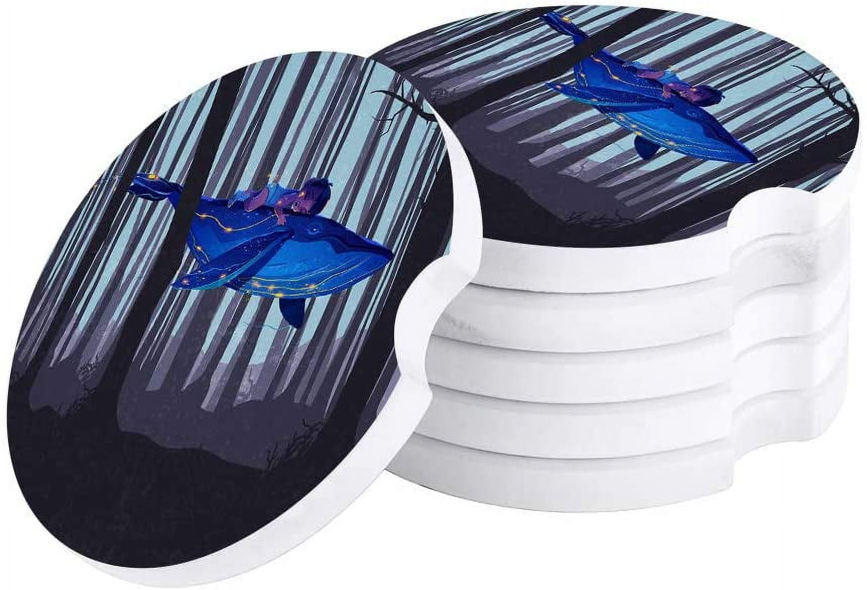 ZHANZZK Whale and Cute Boy in The Forest Set of 2 Car Coaster for ...