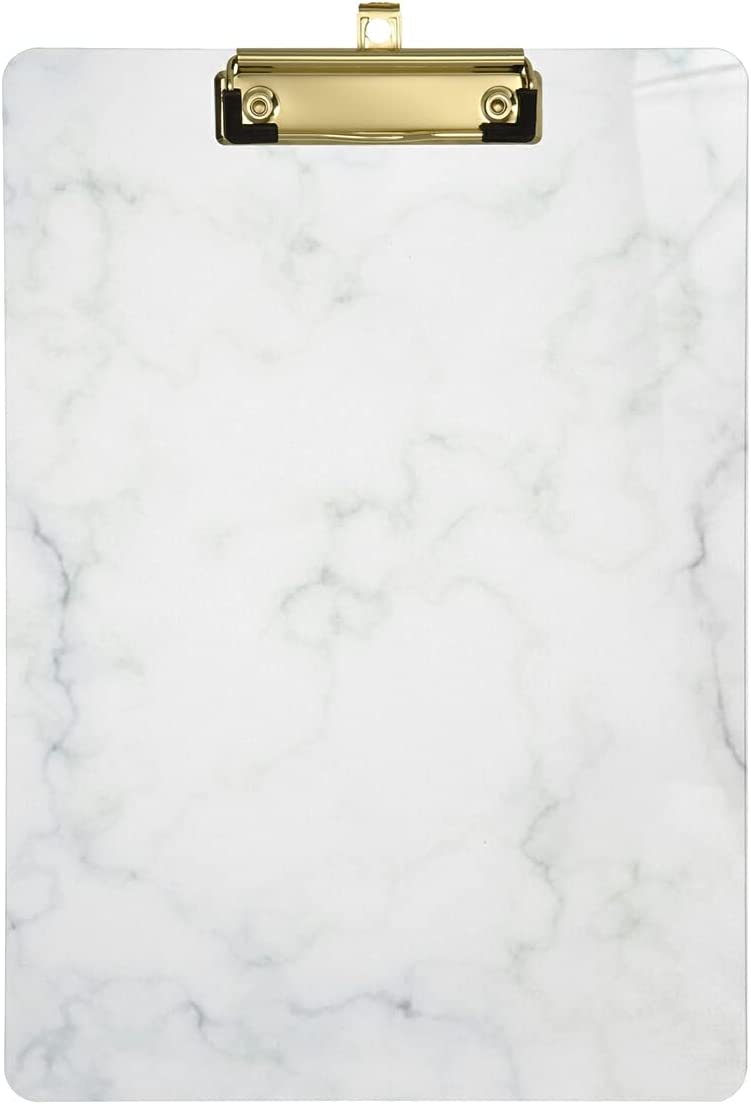 ZHANZZK White Marble Clipboard Hardboard Wood Nursing Clip Board and ...