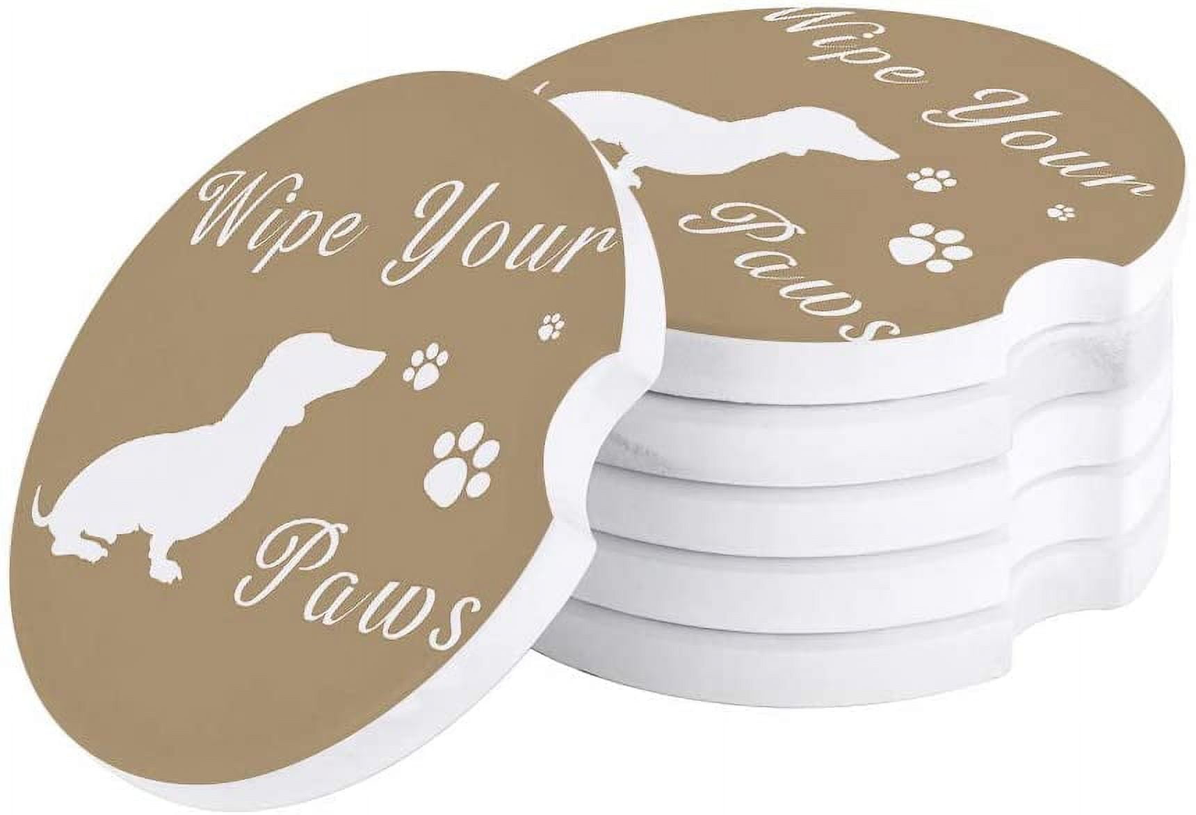 ZHANZZK Wipe Your Paws Dachshund Footprints Set of 4 Car Coaster for ...