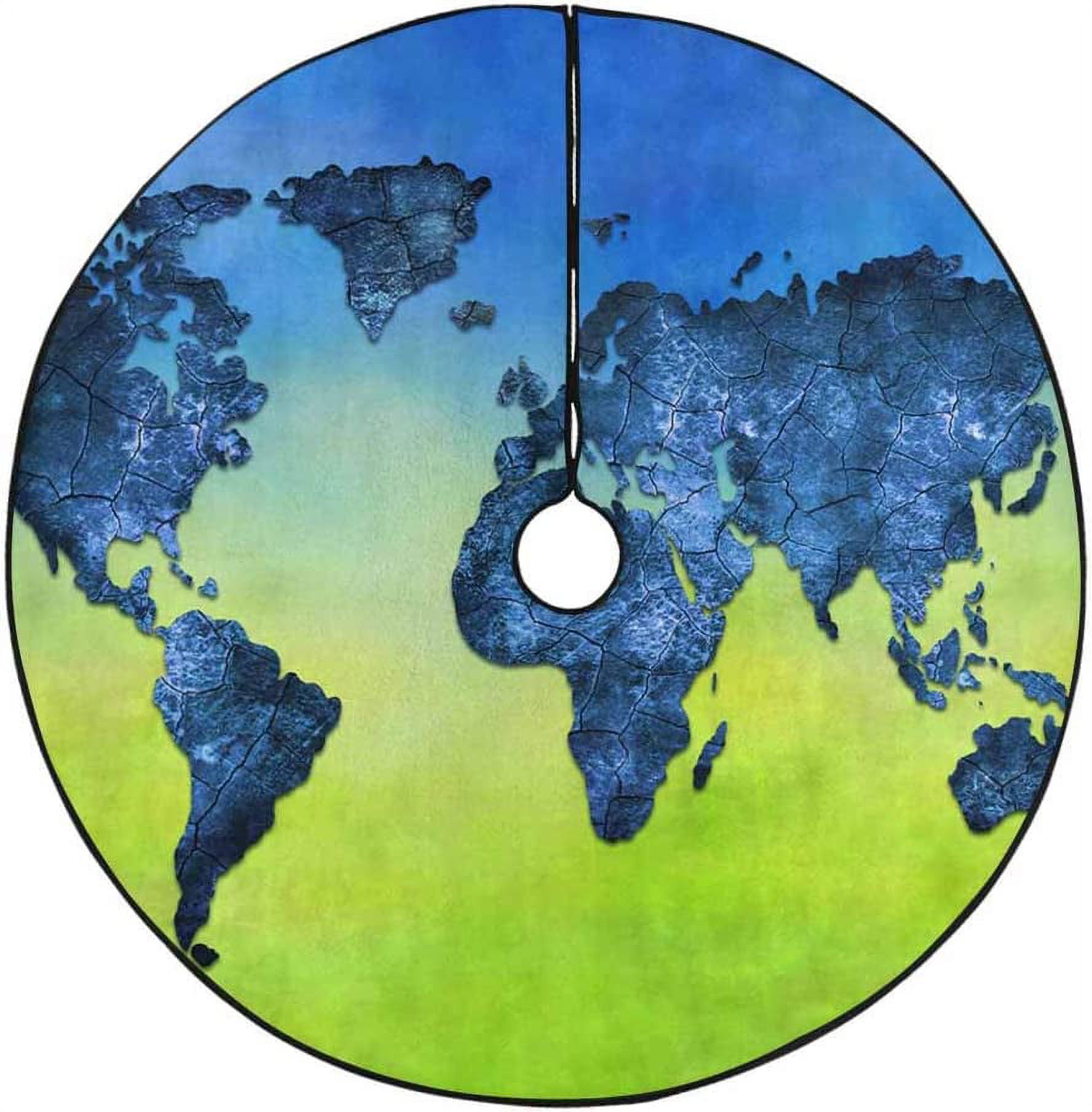 ZHANZZK Wold Map BlueGreen Xmas Christmas Tree Skirt Stand Mat for ...