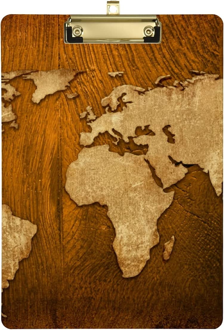 ZHANZZK World Map Clipboard Hardboard Wood Nursing Clip Board and Pull ...