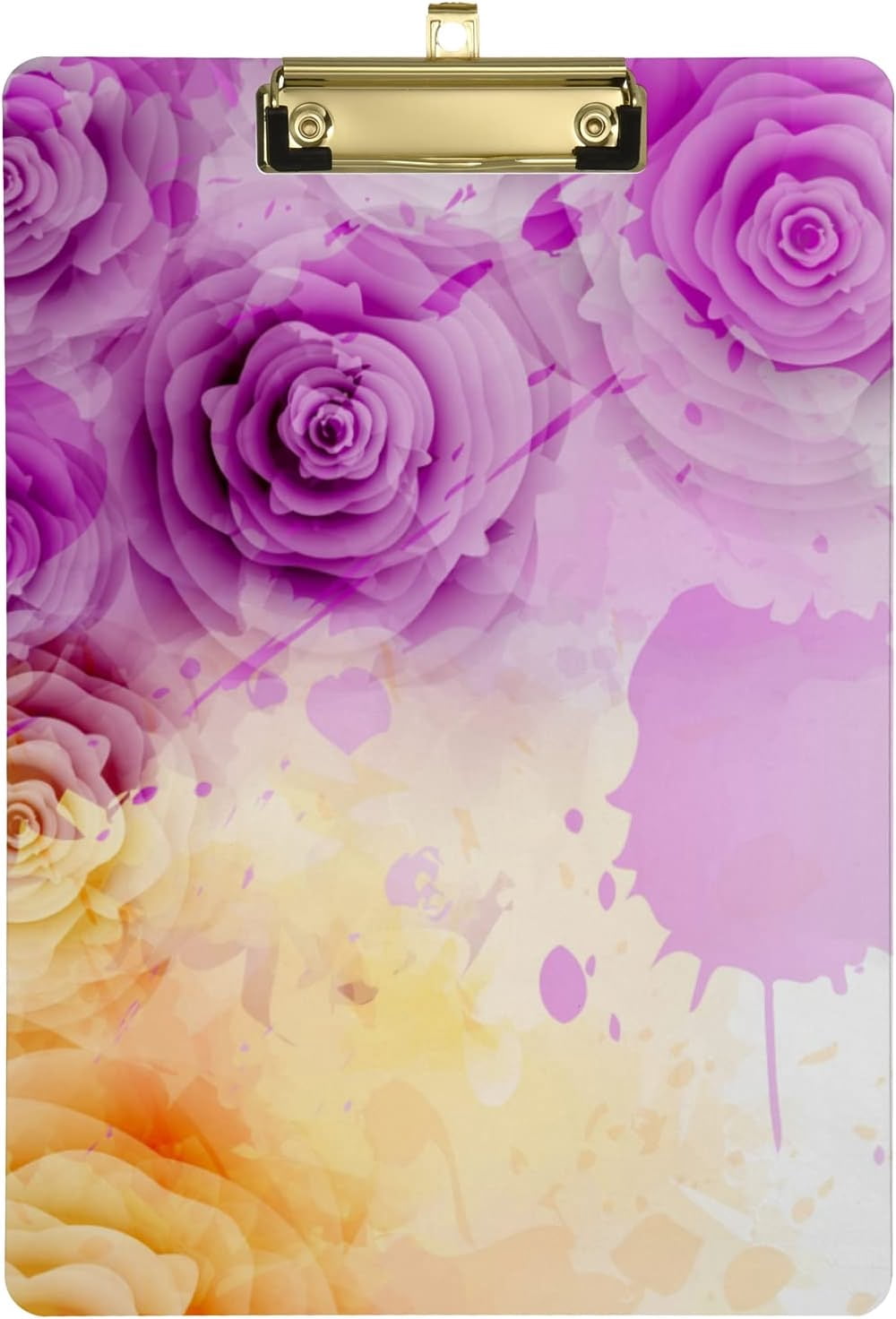 ZHANZZK Yellow Floral Tie Dye Purple Rose Flower Clipboard Hardboard ...