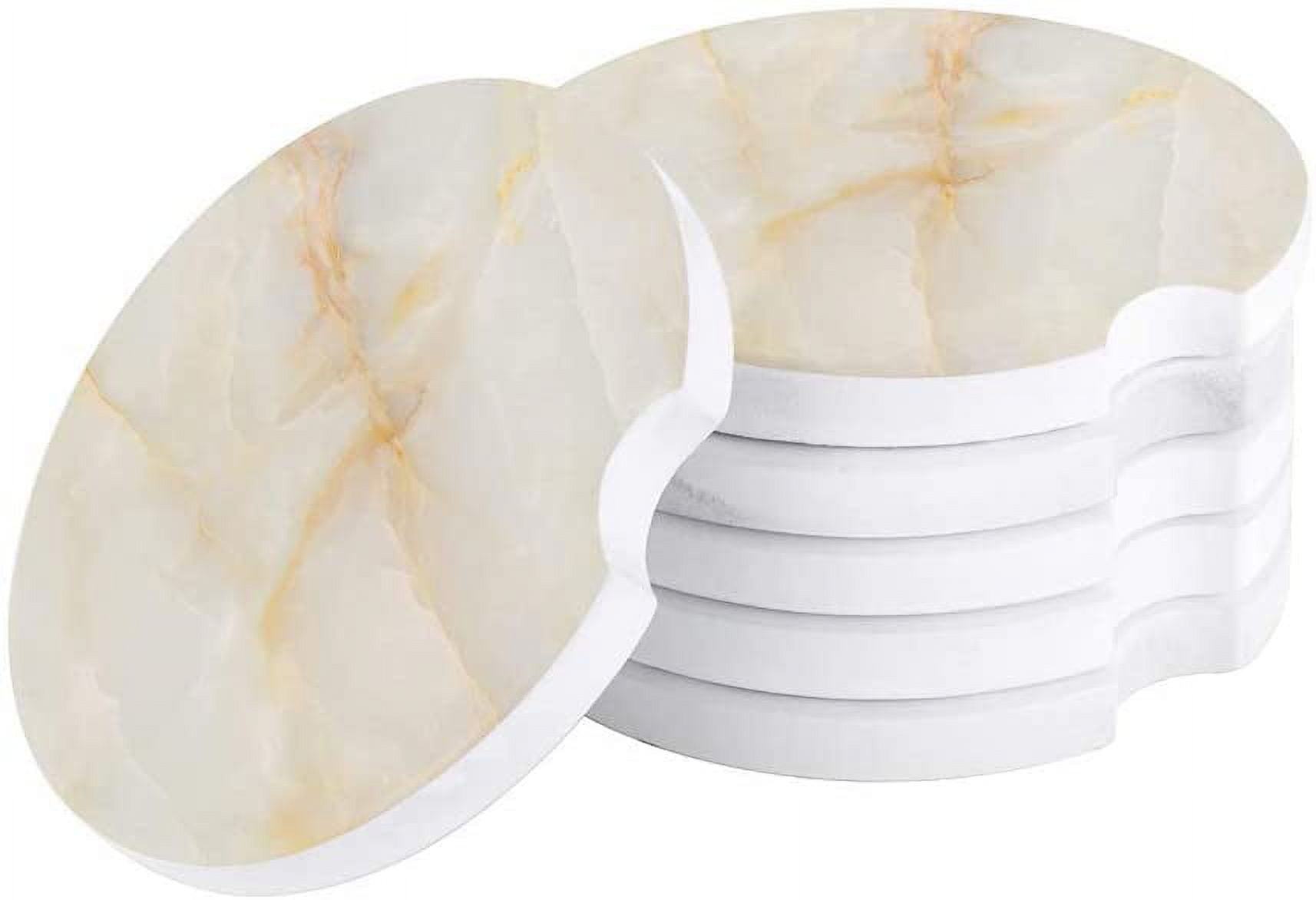ZHANZZK Yellow Marble Texture Set of 2 Car Coaster for Drinks ...