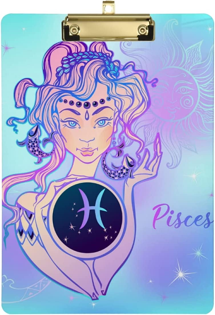 ZHANZZK Zodiac Pisces Clipboard Hardboard Wood Nursing Clip Board and ...