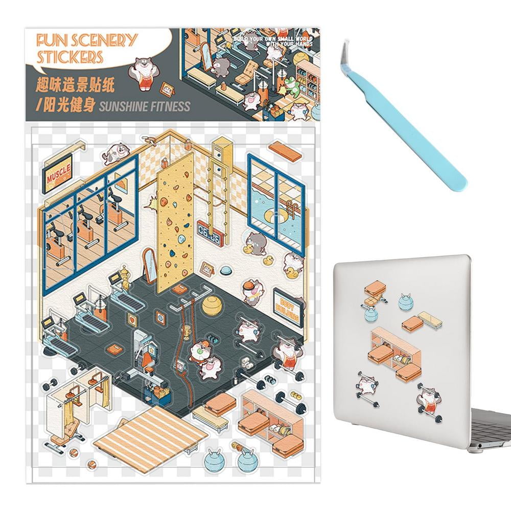 ZHAO Miniature Sticker Scene Small Room Decals 3D Effect Cabin Scene ...