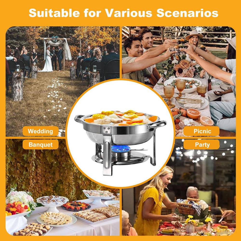 ZHAO Party Food Warmer Buffet Set Stainless Steel Round Buffet Set Set ...