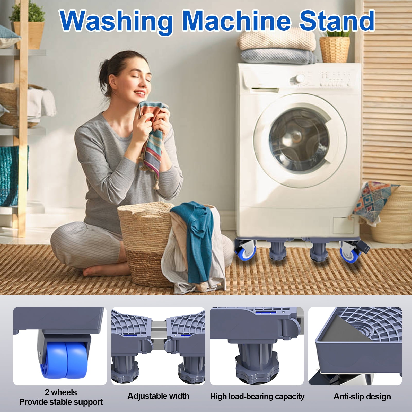 ZHAO Refrigerator Stand With 4x Brake Double Wheels & 8 Legs, Appliance ...