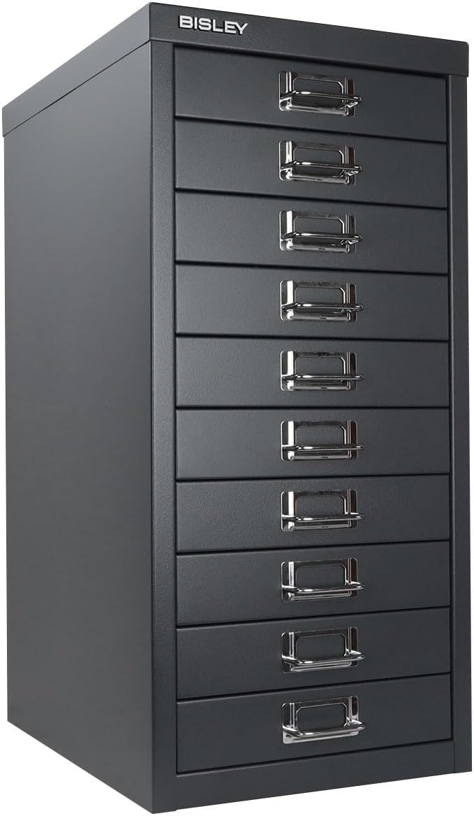 ZHAOFAPU 10-Drawer Steel MultiDrawer Cabinet - Anthracite Grey, Chrome ...