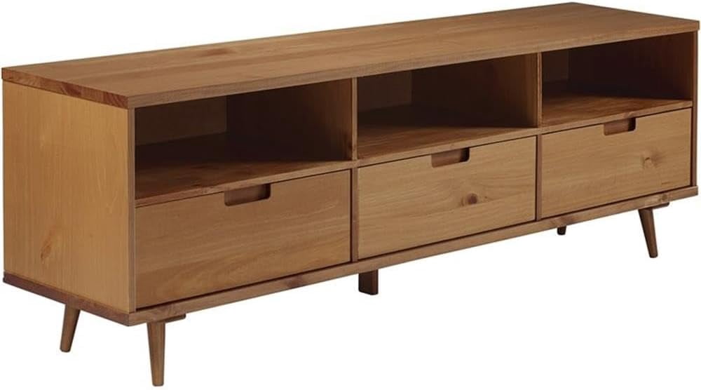 ZHAOFAPU Millie Mid Century Modern 3 Drawer Solid Wood Low Stand for ...