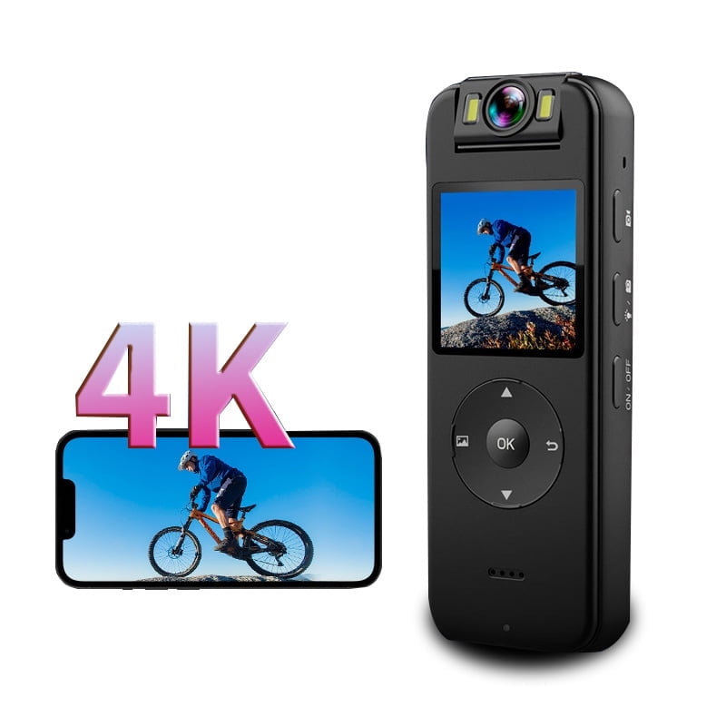 ZHAOGE 180° Rotate Mini Body Camera - 4K HD Wearable Camcorder with ...