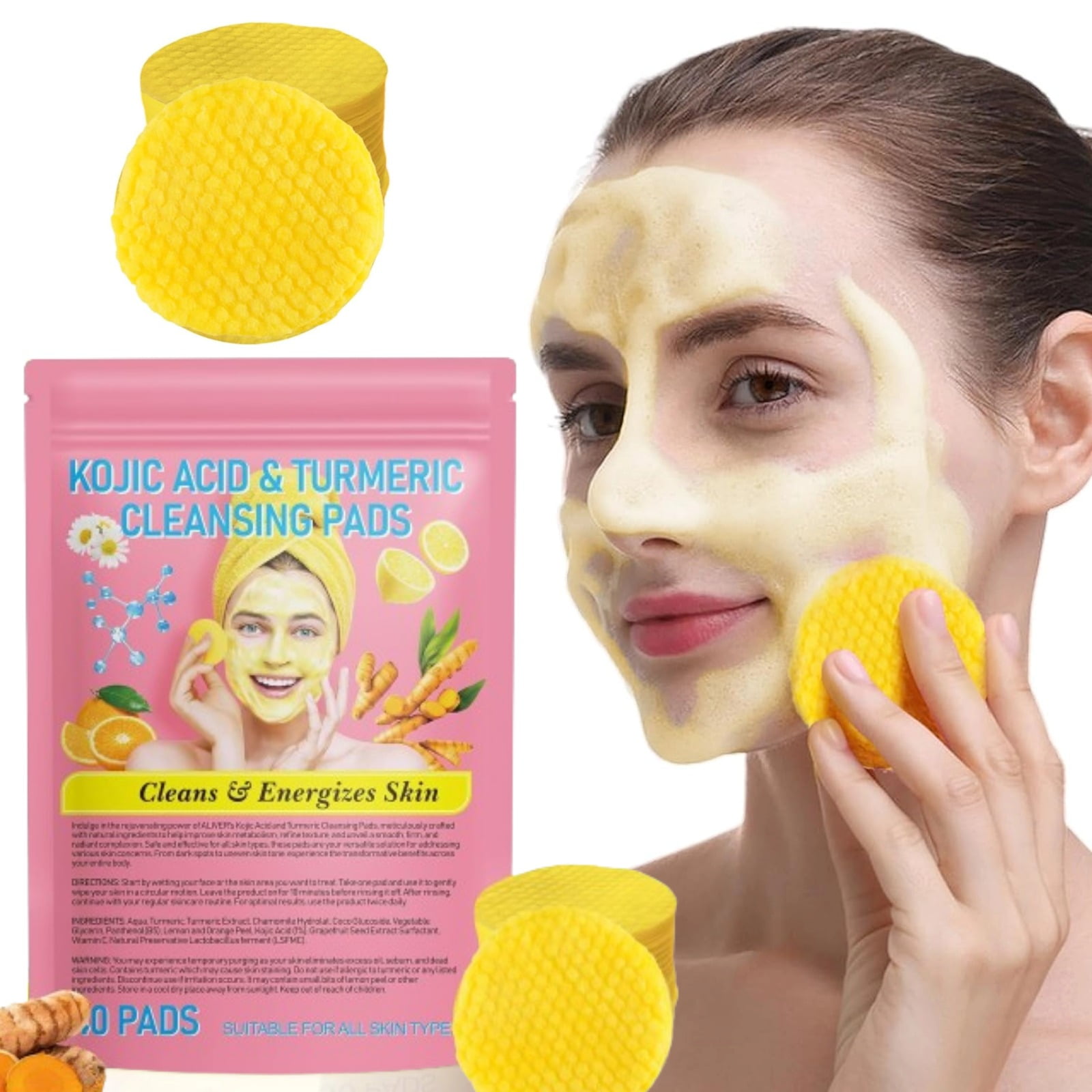 ZHAOJ005 1 Pack 40 PCS Kojic Acid Turmeric Cleansing Pads for Cleansing ...