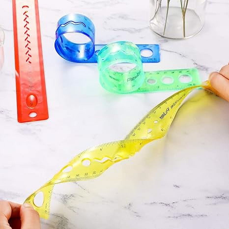 ZHAOJ005 (8PCS) Soft Plastic Ruler Set, 12/30cm, Colorful, Bendable ...
