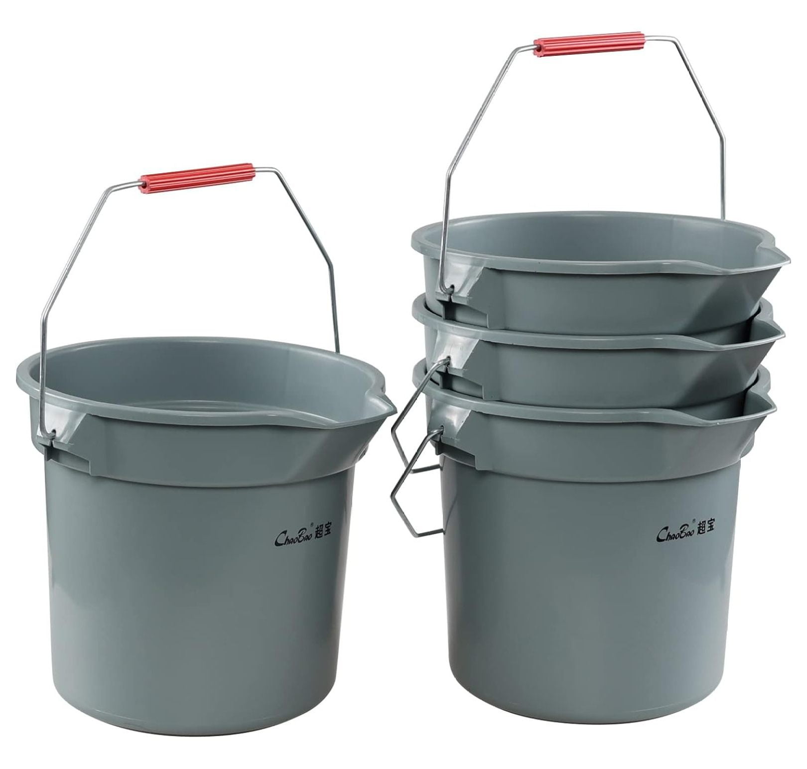 ZHAOTONG 4 Pack Round Utility Bucket, Plastic Water Pail with Handle ...