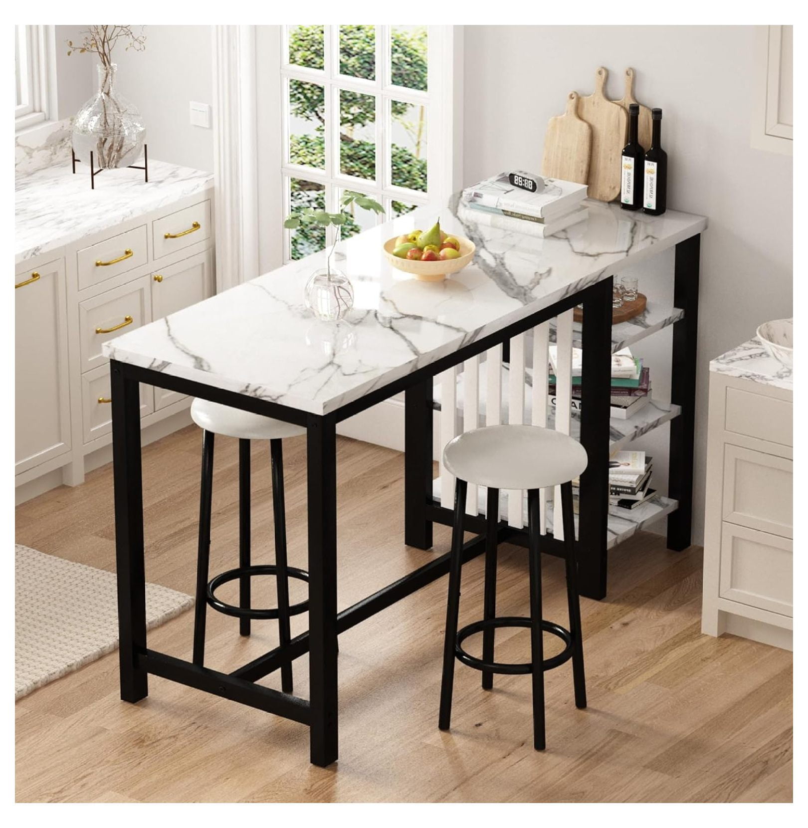 ZHAOTONG Kitchen Counter Height Table and Stools Set for 2, 4-Tier ...