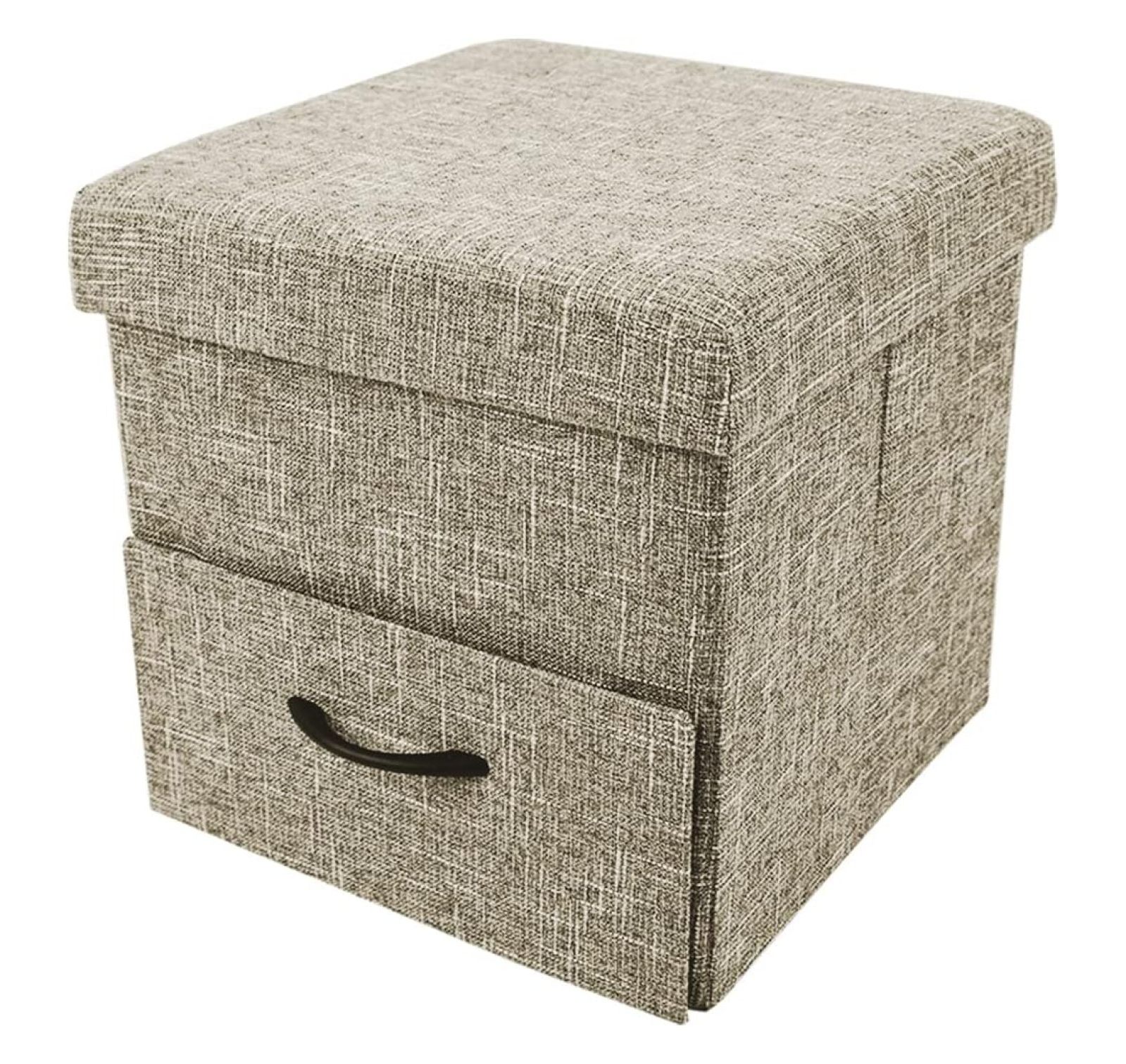 ZHAOTONG Linen Folding Storage Ottoman with Side Drawers,Cube Foot Rest ...