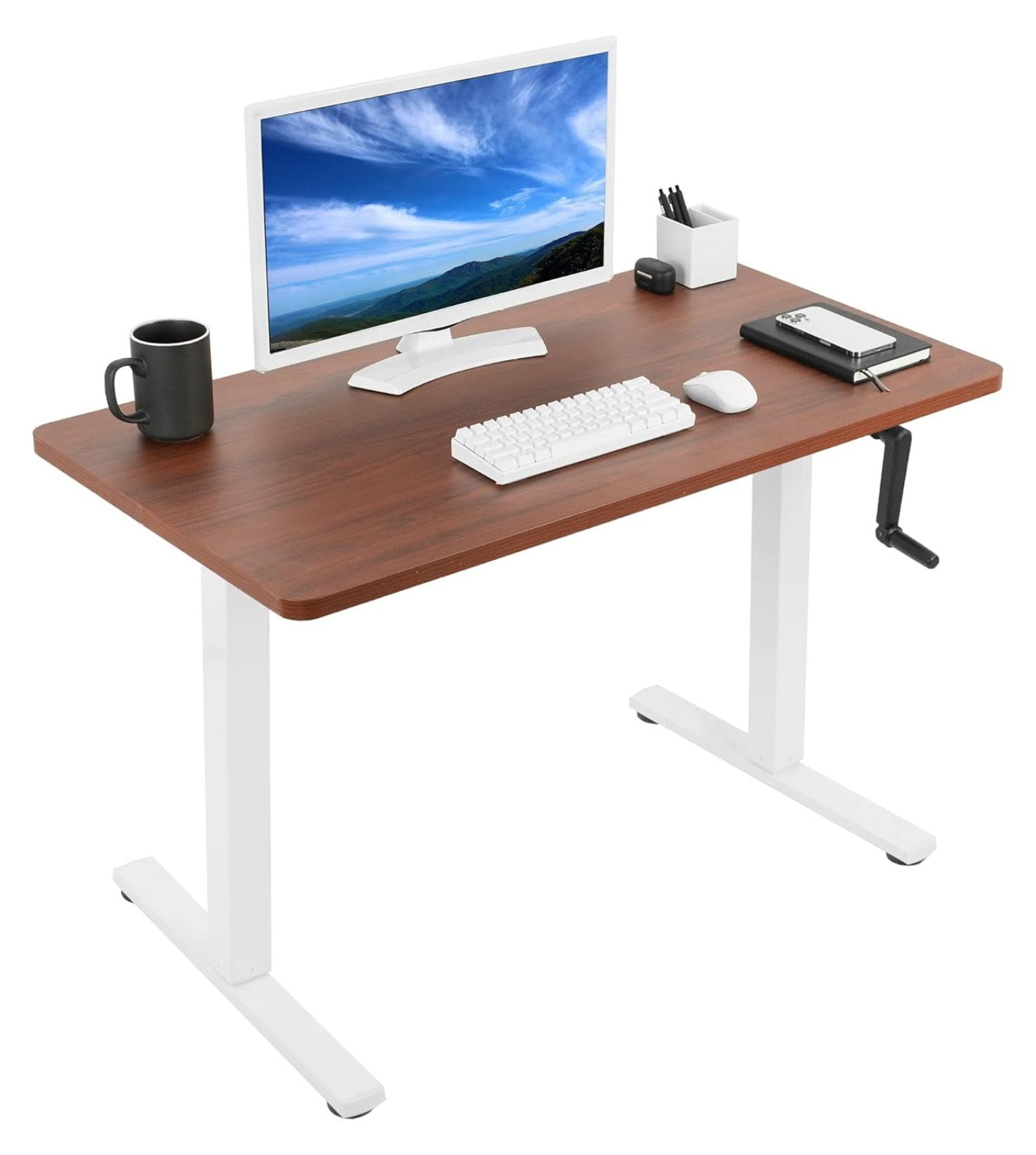 ZHAOTONG Manual Height Adjustable 43 x 24 inch Stand Up Desk, Dark ...