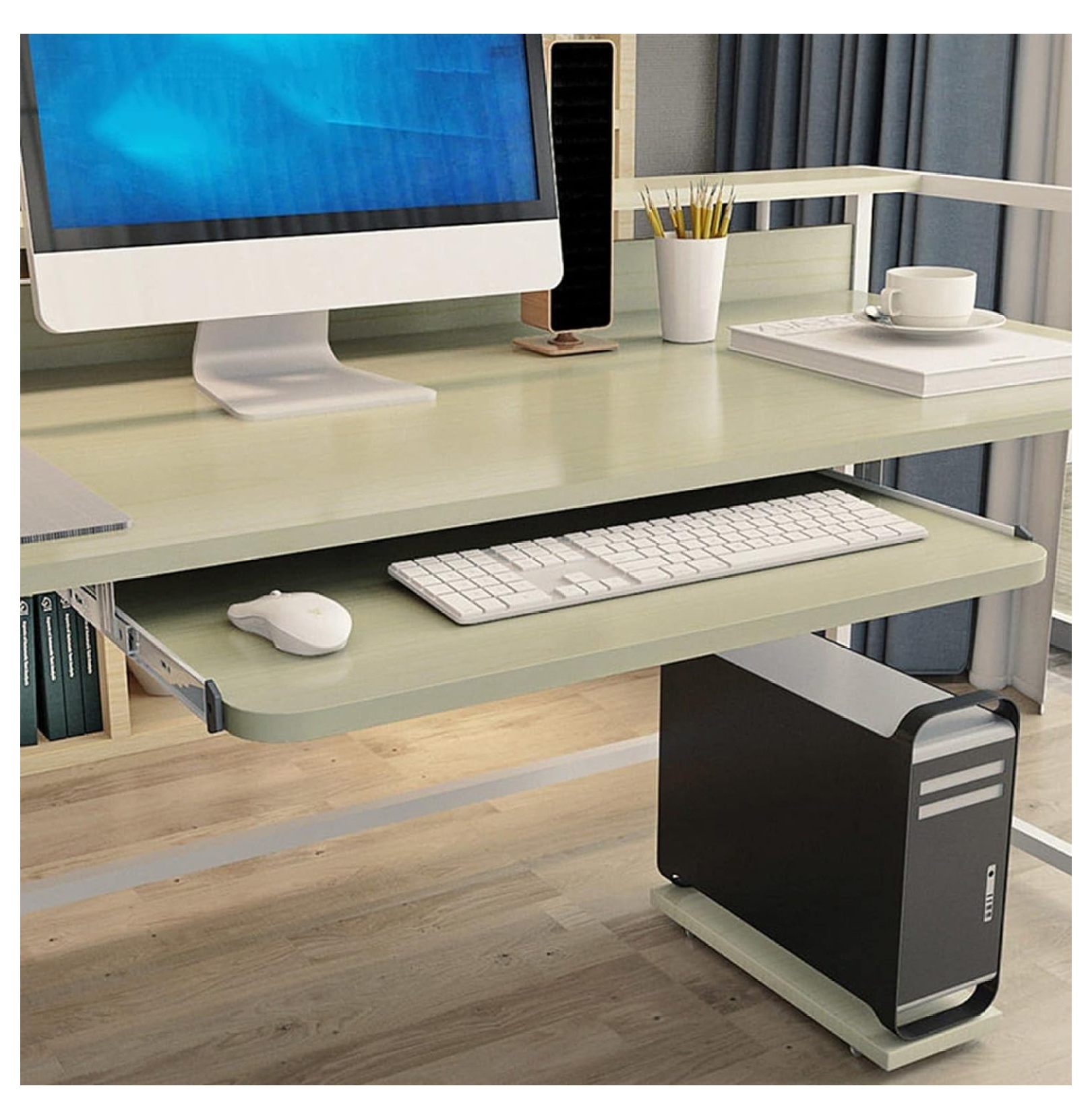 ZHAOTONG Slide Keyboard Tray Under Desk - for Keyboard Mouse Holder ...