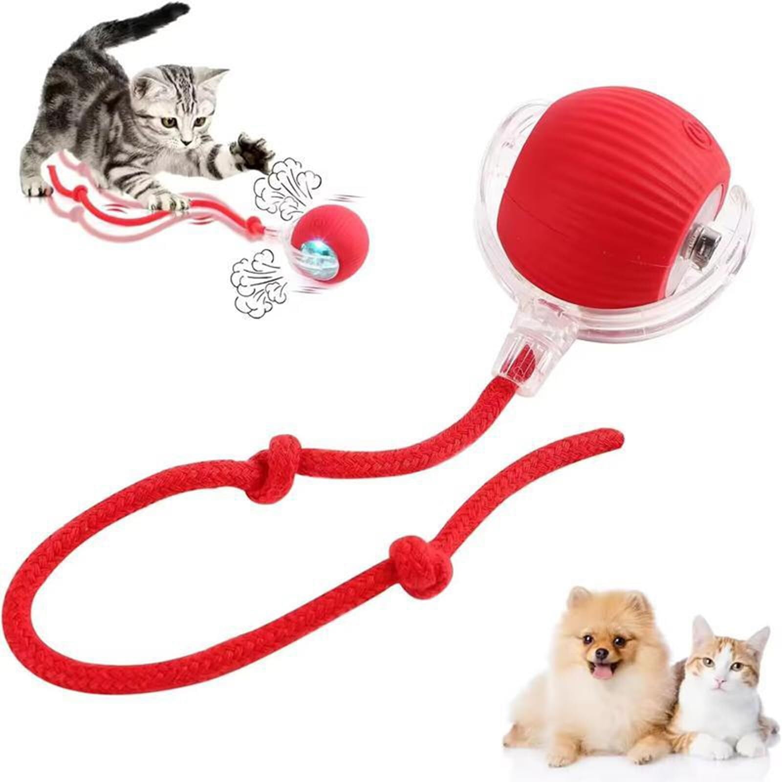 ZHAnyao Interactive cat toy ball with elastic tail rope and USB ...