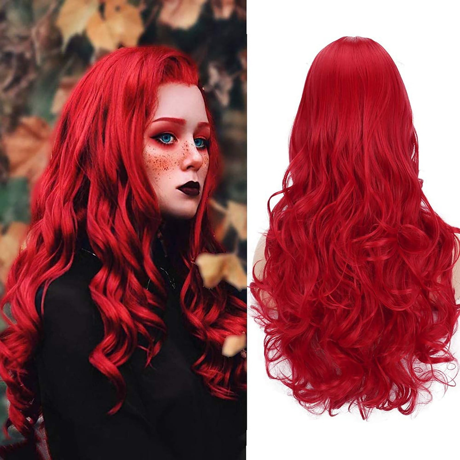 ZHELIYO Womens Wigs Wig Curl Can Curl Red Micro Headgear Bent Be Wavy ...