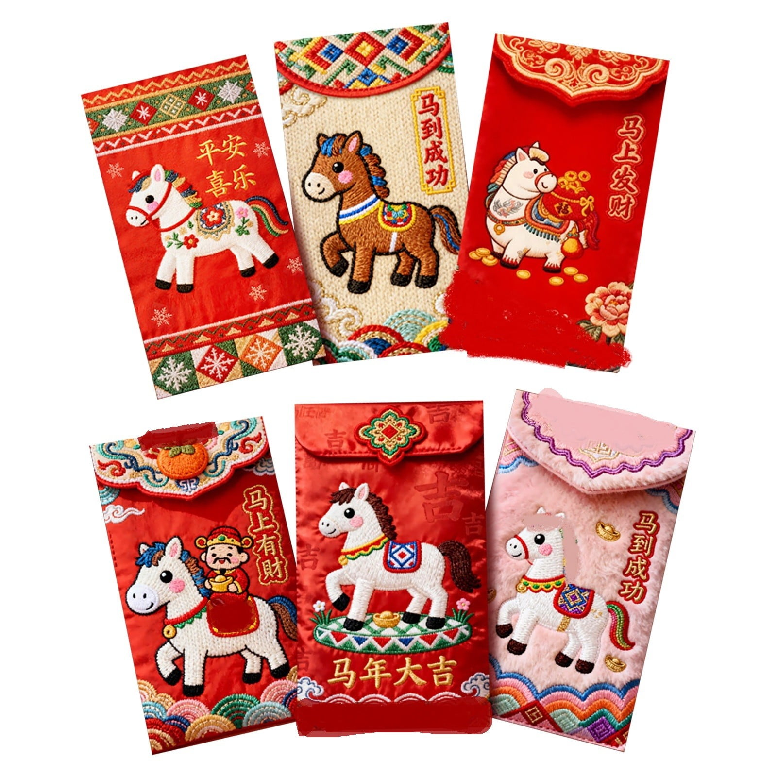 ZHENFA Clearance In 2026 A New Three Hand Painted Horse Red Envelope ...