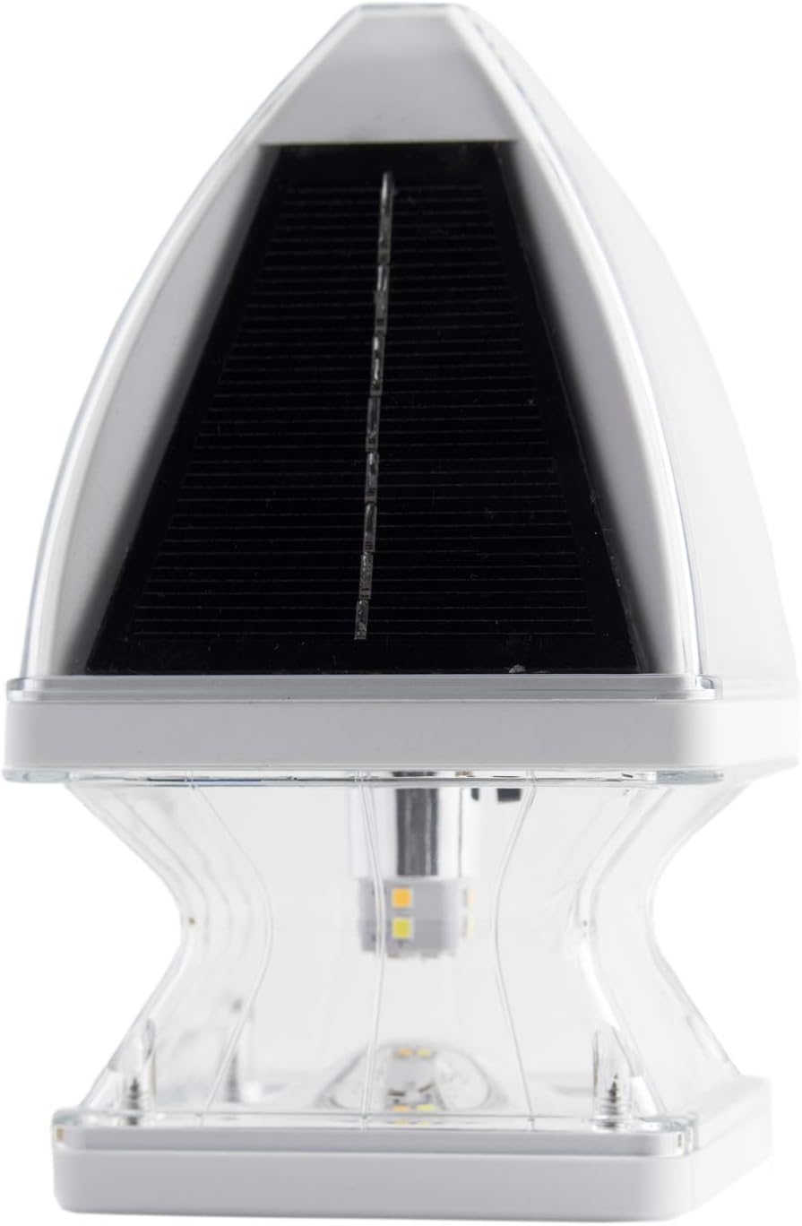ZHENGXIAO 40 Lumen Outdoor Solar Fence Post Light, Heavy Duty White Resin, Bright White and Warm ...