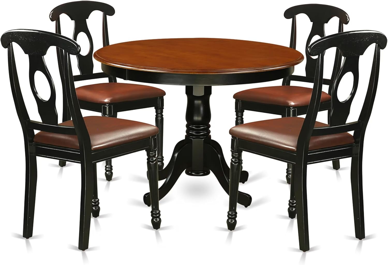ZHENGXIAO HLKE5-BCH-LC 5 Piece Kitchen Table & Chairs Set Includes a Round Dining Room Table ...