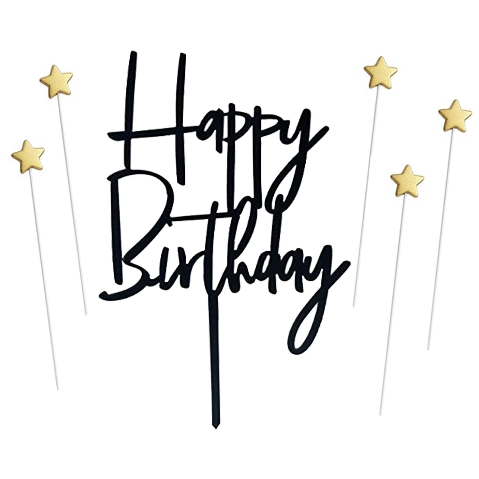 ZHENGYE Set of 1 Black Acrylic KKS1 Happy Birthday Cake Topper And 5 ...