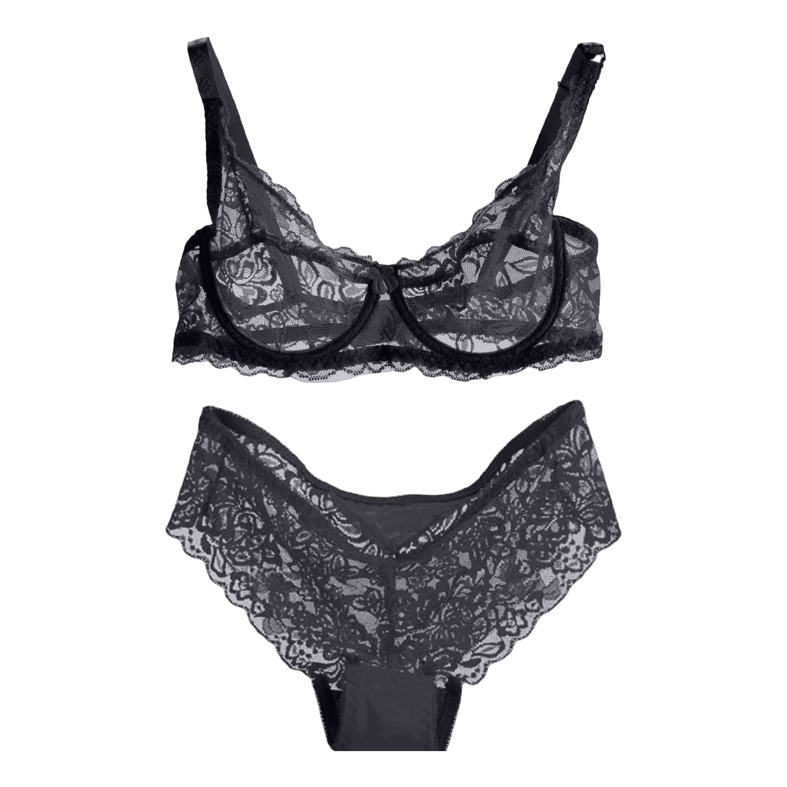 ZHENHONG Briefs for Women Underwire Lace Bras Pu Sh Up Bra and Sexy ...