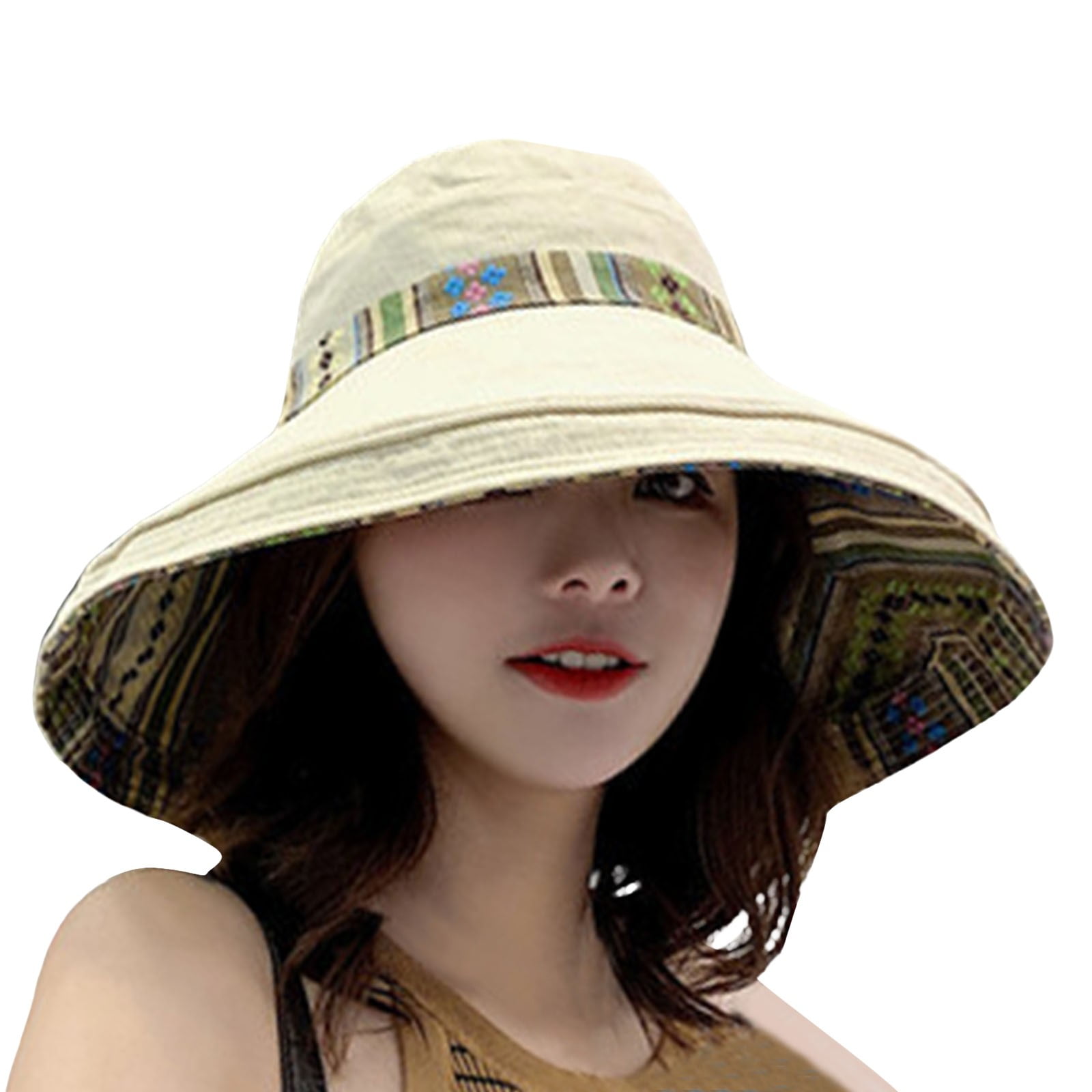ZHENHONG Bucket Hats for Women Wide Brim Double Sided Floppy Hat ...